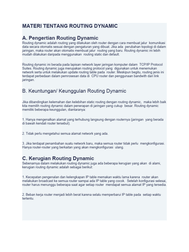 Materi Tentang Routing Dynamic | PDF | Komputer