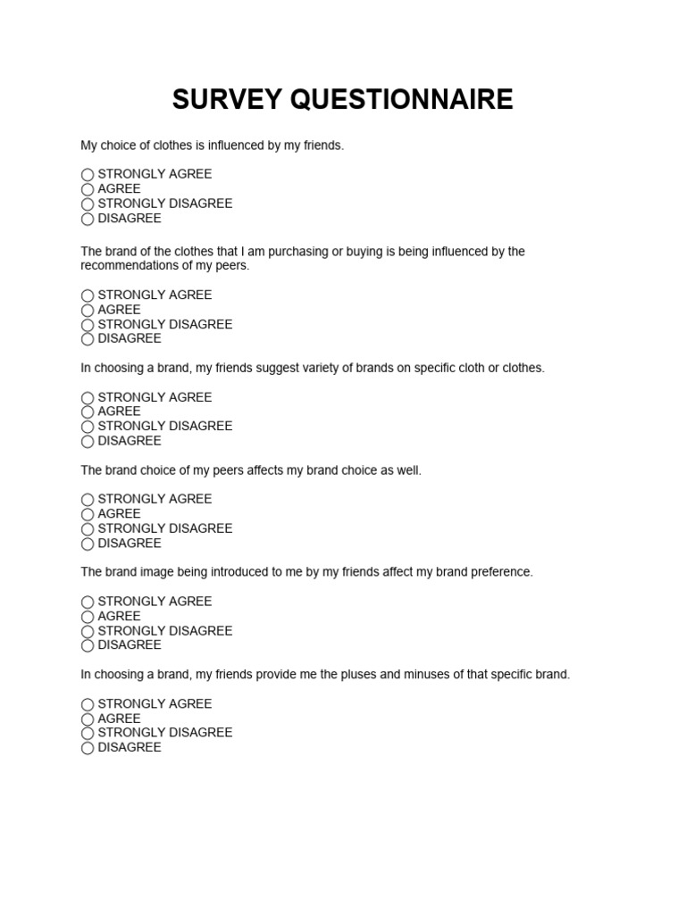 Survey Questionnaire | PDF | Sports & Recreation | Self-Improvement