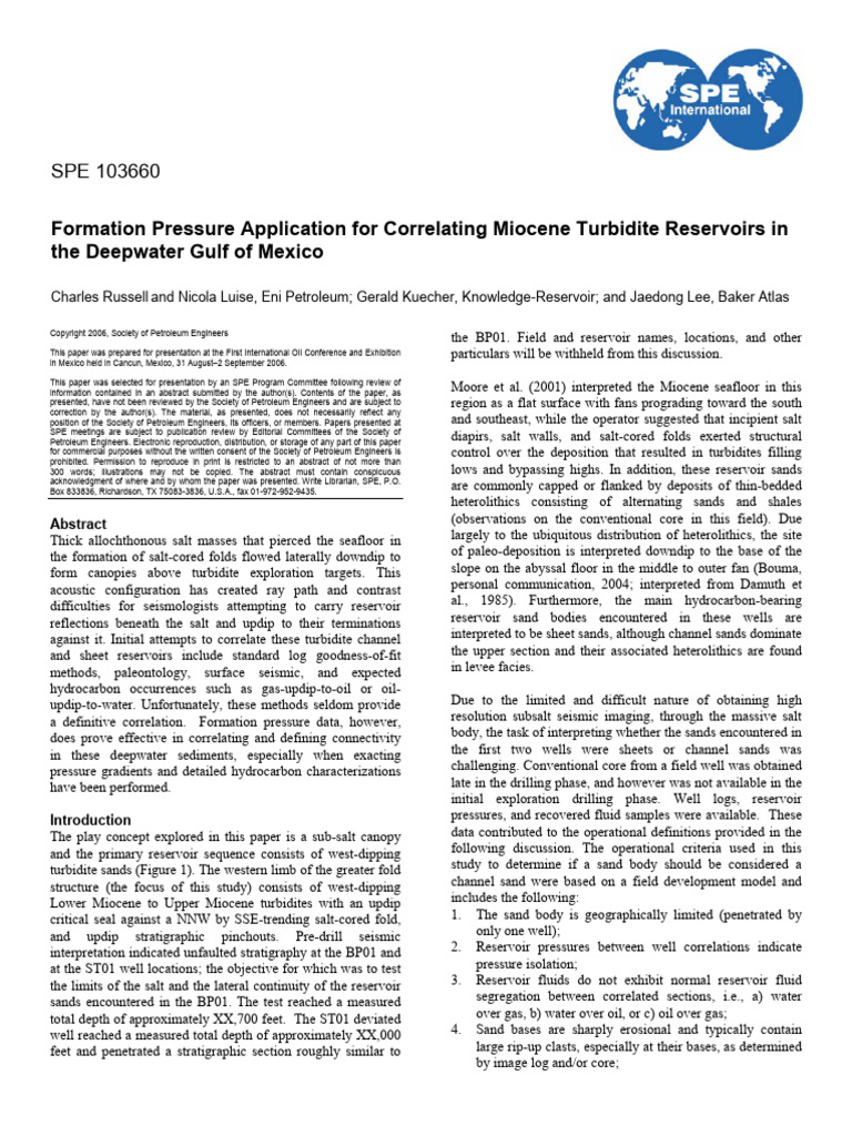 Formation Pressure Application For Corre | PDF | Petroleum Reservoir ...