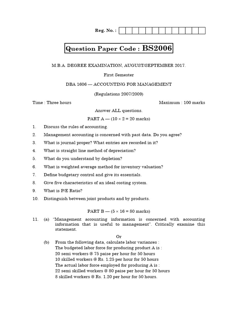 Accounting For Management Question Bank | PDF | Cost | Depreciation