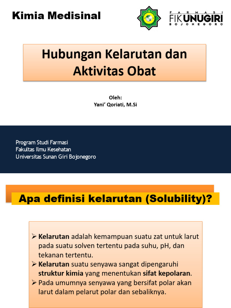 Hubungan Kelarutan Dan Aktivitas Obat | PDF