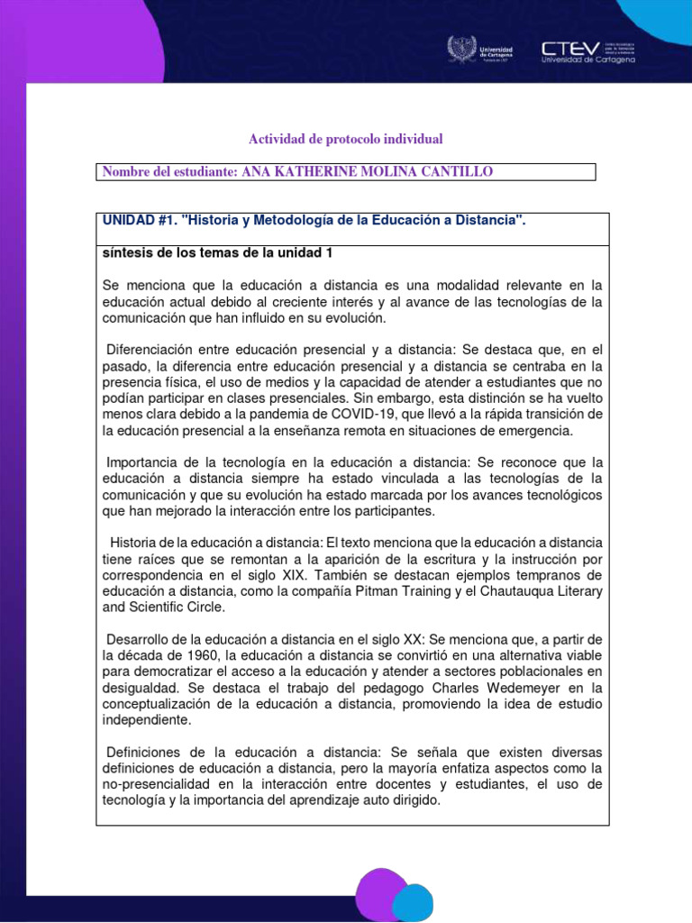 Protocolo Individual 1-2-3 | PDF | Educación a distancia | Aprendizaje
