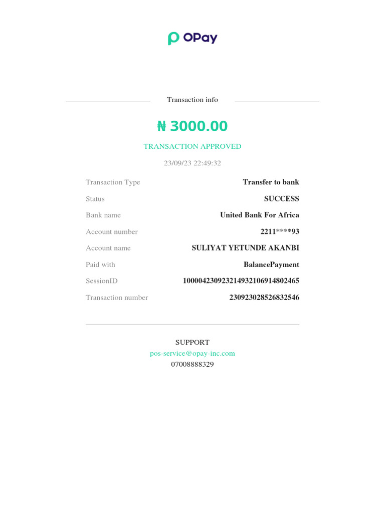 Opay Business Receipt 230923028526832546 Other | PDF | Finance & Money Management