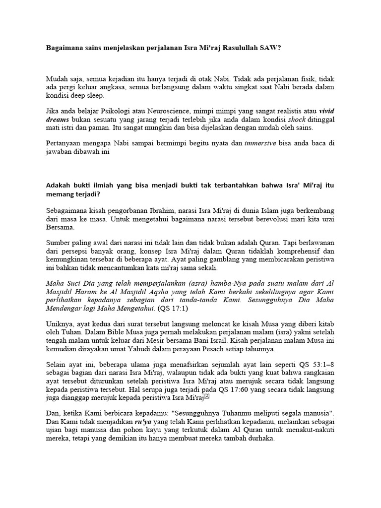 Adakah Bukti Ilmiah Yang Bisa Menjadi Bukti Tak Terbantahkan Bahwa Isra' Mi'raj Itu Memang ...