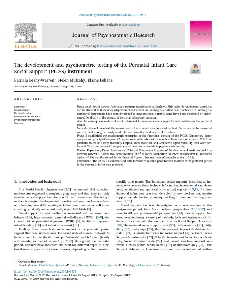 Artikel Perinatal Infant Care Social Support | PDF | Factor Analysis ...