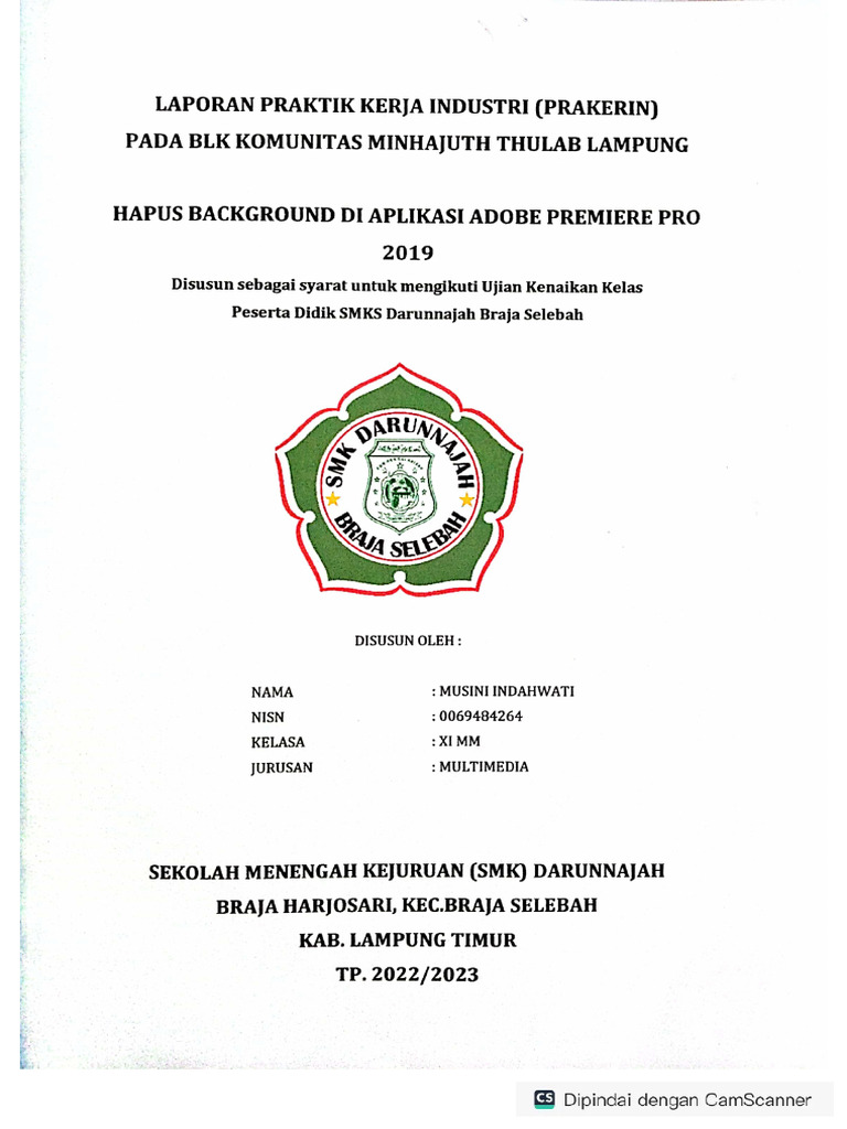 HAPUS BACKGROUND DI APLIKASI ADOBE PREMIERE PRO by MUSINI INDAHWATI | PDF