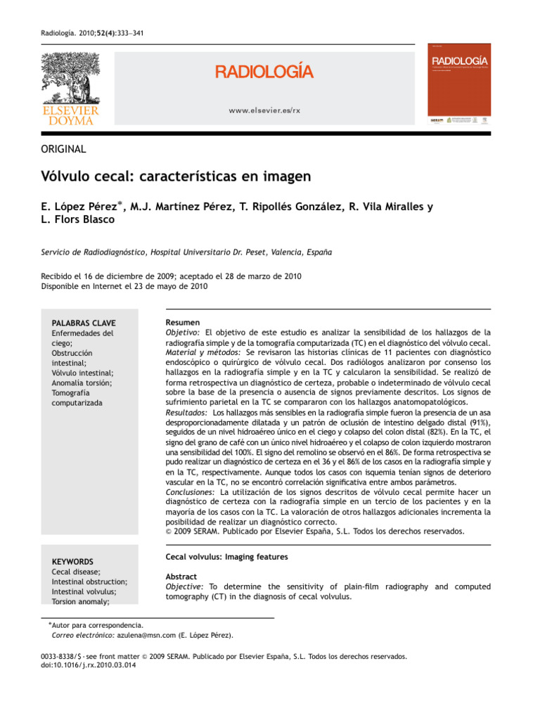 Volvulo Cecal | PDF | Abdomen | Diagnostico medico