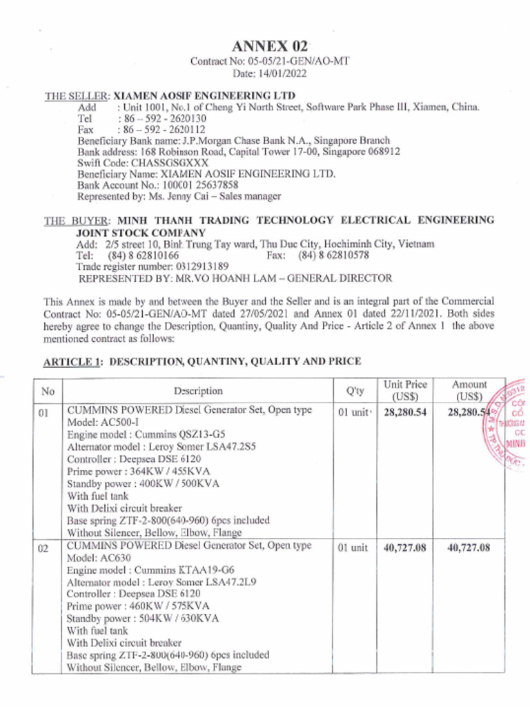 Annex 02 Contract No.05.2021 - Signed | PDF