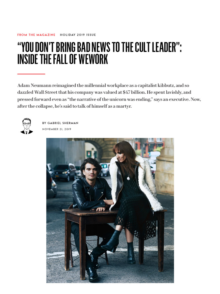 "You Don't Bring Bad News To The Cult Leader" - Inside The Fall of WeWork - Vanity Fair | PDF ...