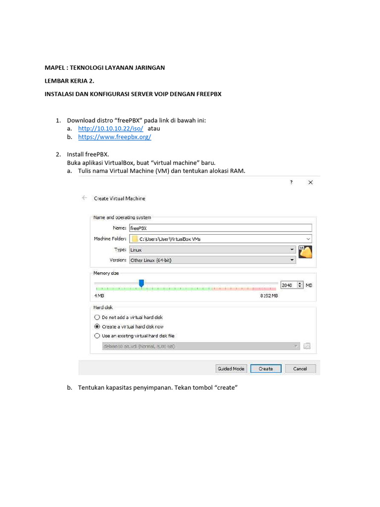 TLJ Lembar Kerja 2 FreePBX | PDF