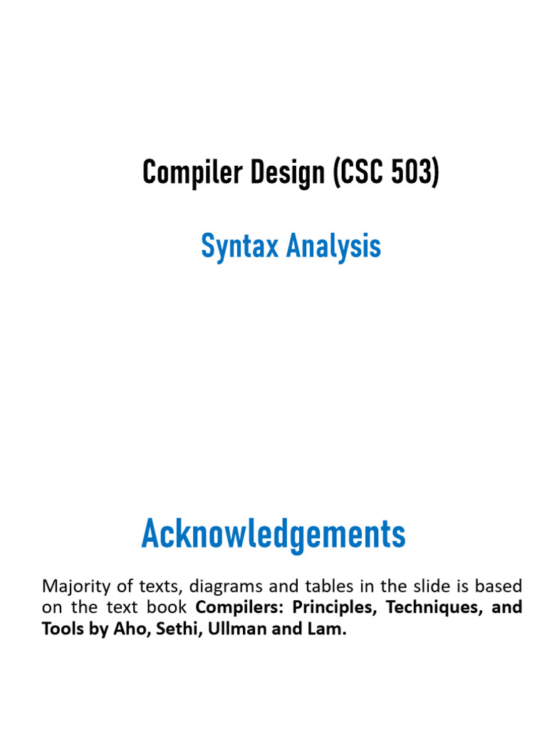 Syntax Analysis (Part-I) | PDF | Parsing | Mathematical Logic Syntax Analysis (Part-I) | PDF | Parsing | Mathematical Logic