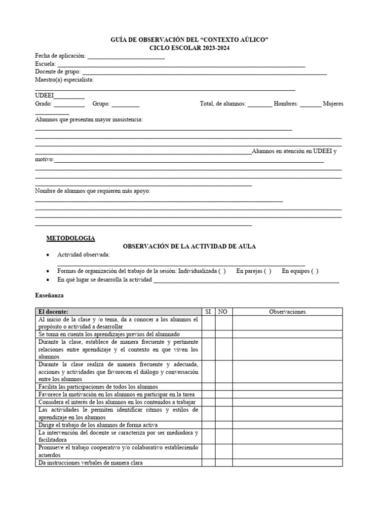 Guìa de Obser 2022 - 2023 | Descargar gratis PDF | Evaluación | Enseñando Guìa de Obser 2022 - 2023 | Descargar gratis PDF | Evaluación | Enseñando