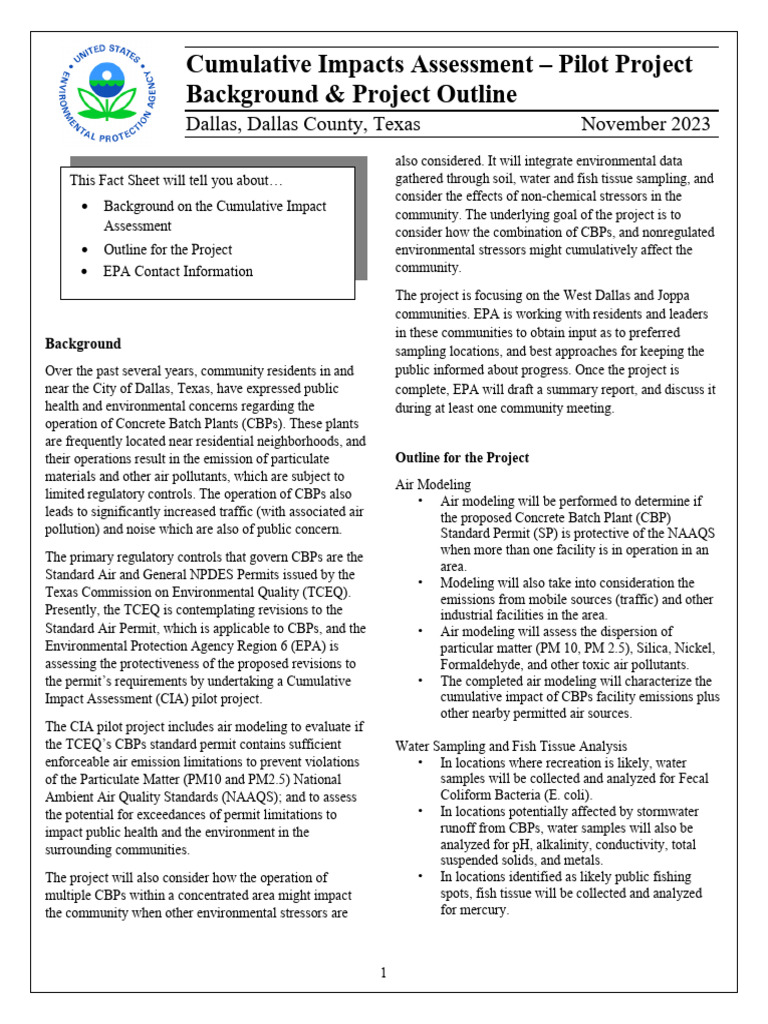 Fact Sheet Dallas CIA | PDF | Air Pollution | Particulates