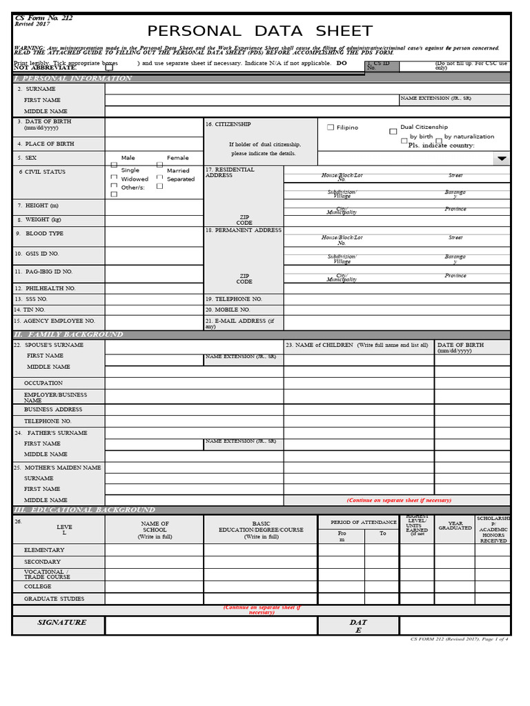 CSC Form 212 Revised 2017 | PDF | Government | Justice