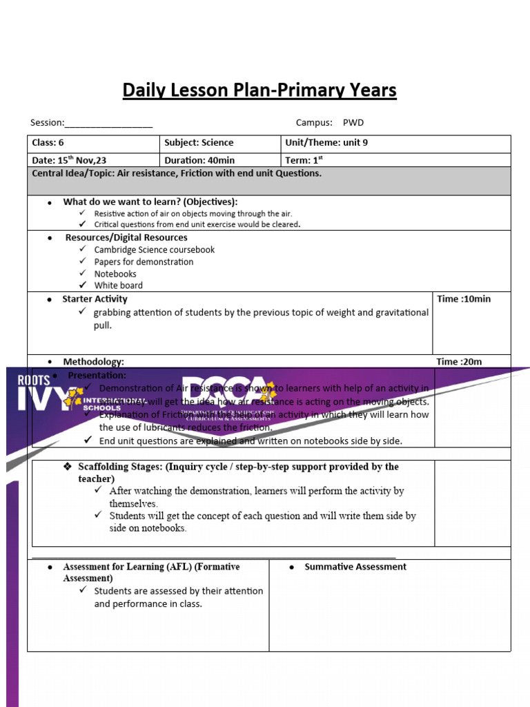 Lesson Plan Science Gr6 | PDF | Learning | Cognition