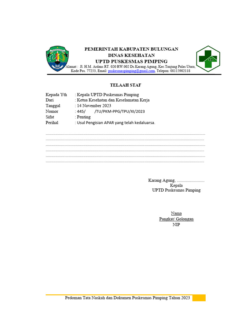 Format Telaah Staf 2023 | PDF