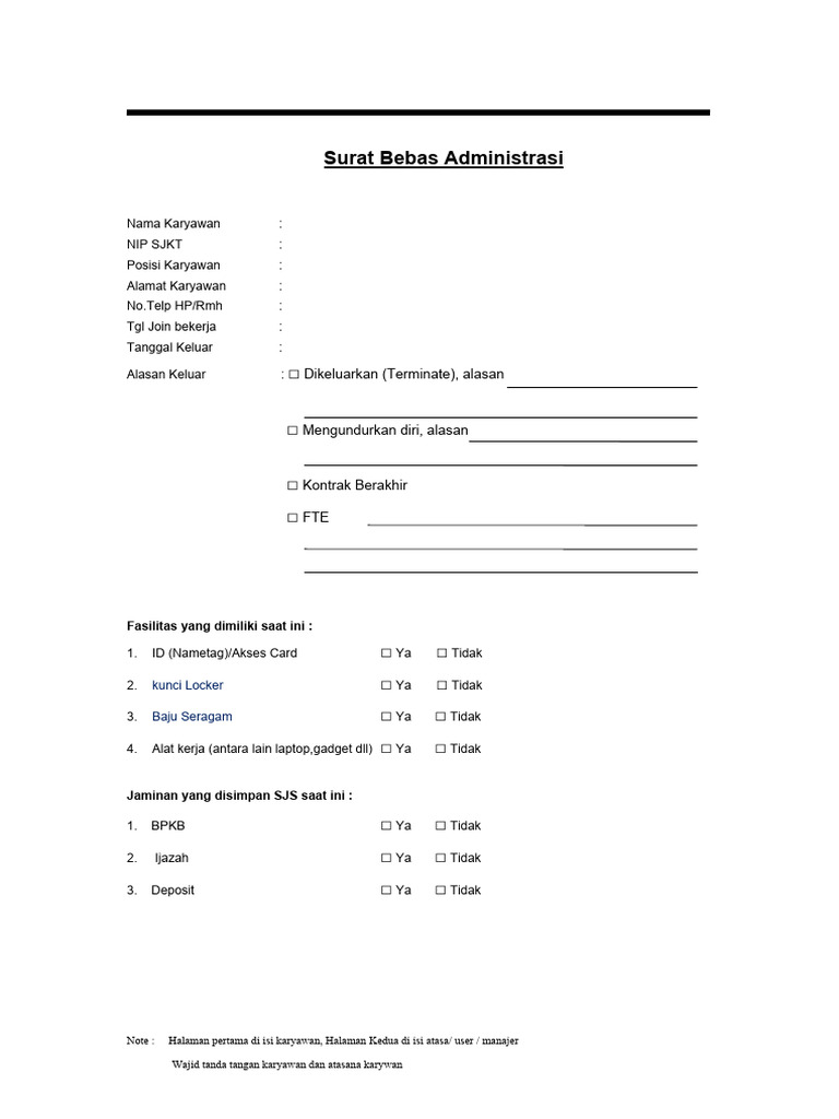 Exit Form SJS Kargo | PDF