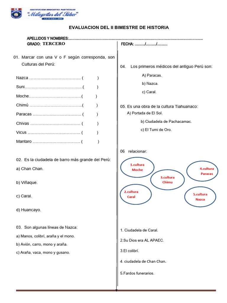 Eval II HP Tercero | PDF | Andes | Era precolombina