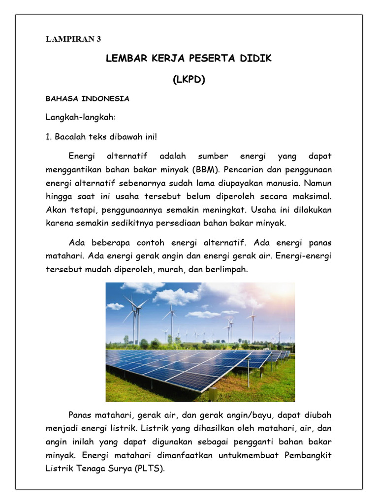 Lembar Kerja Peserta Didik Bindo Kelas 3,2 | PDF