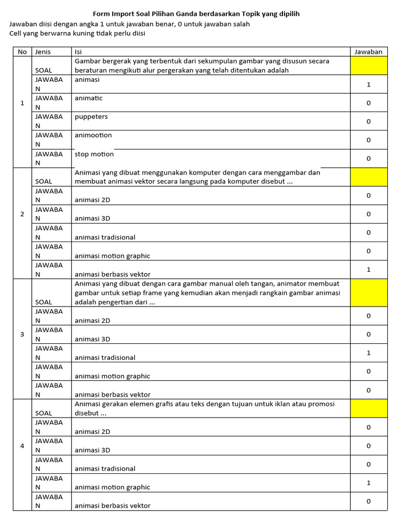 Soal Animasi 2D Dan 3D Xi Semester 2 | PDF