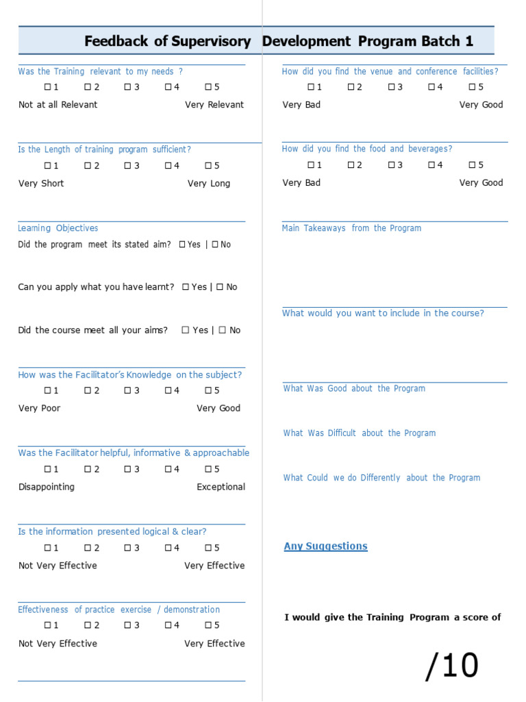 SDP - Batch 1 Feedback Form | PDF