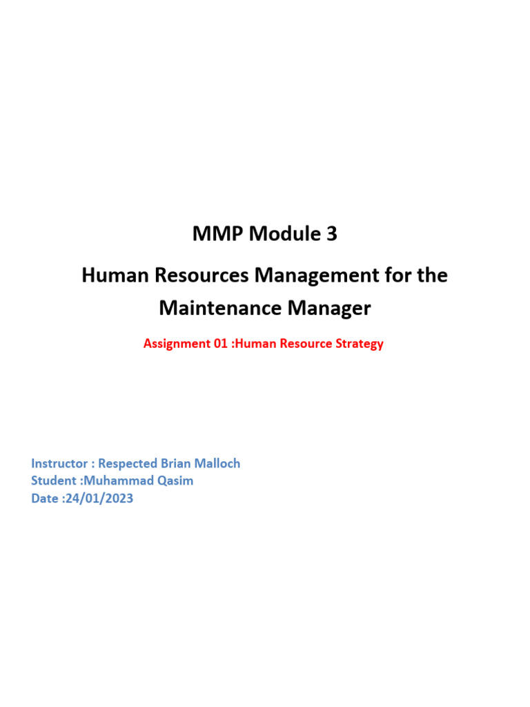 MMP Certification HR Module Assignment 1 | PDF | Human Resource Management | Human Resources