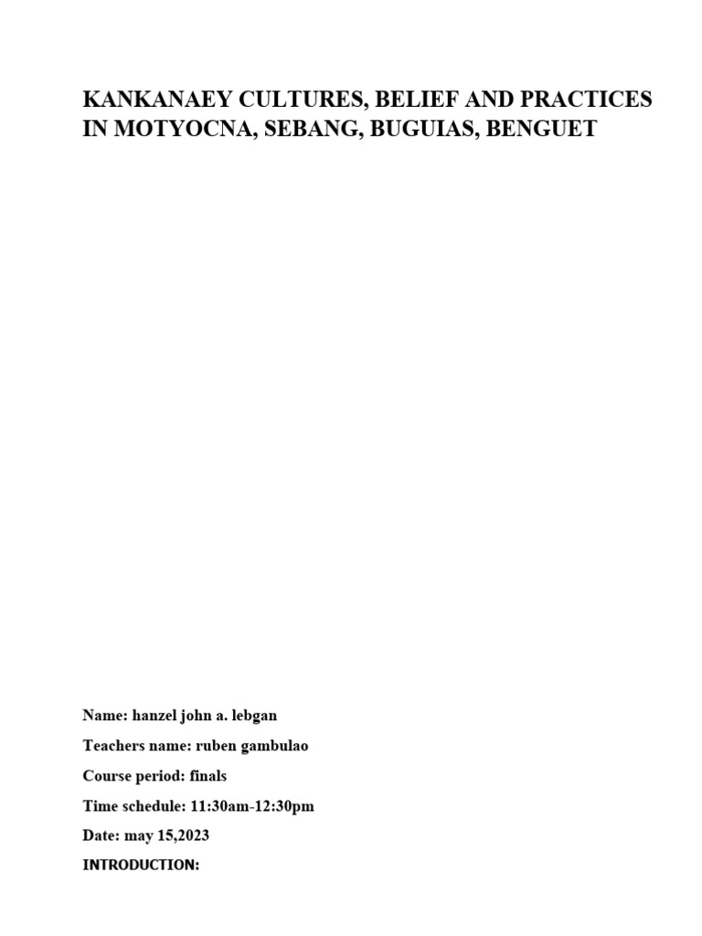 Kankanaey Cultures 1 | PDF