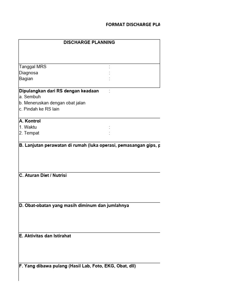 Form Discharge Planing | PDF