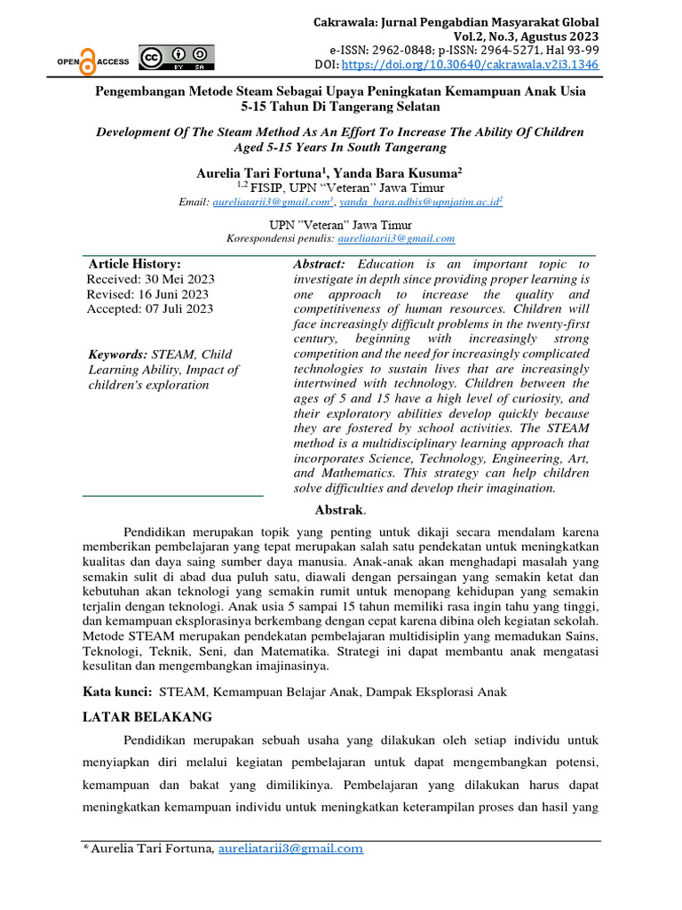 Development of The Steam Method As An Effort To Increase The Ability of ...