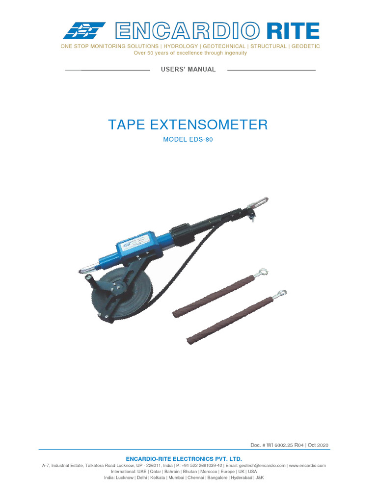 EDS-80 Tape Extensometer R04 | PDF | Calibration | Tunnel