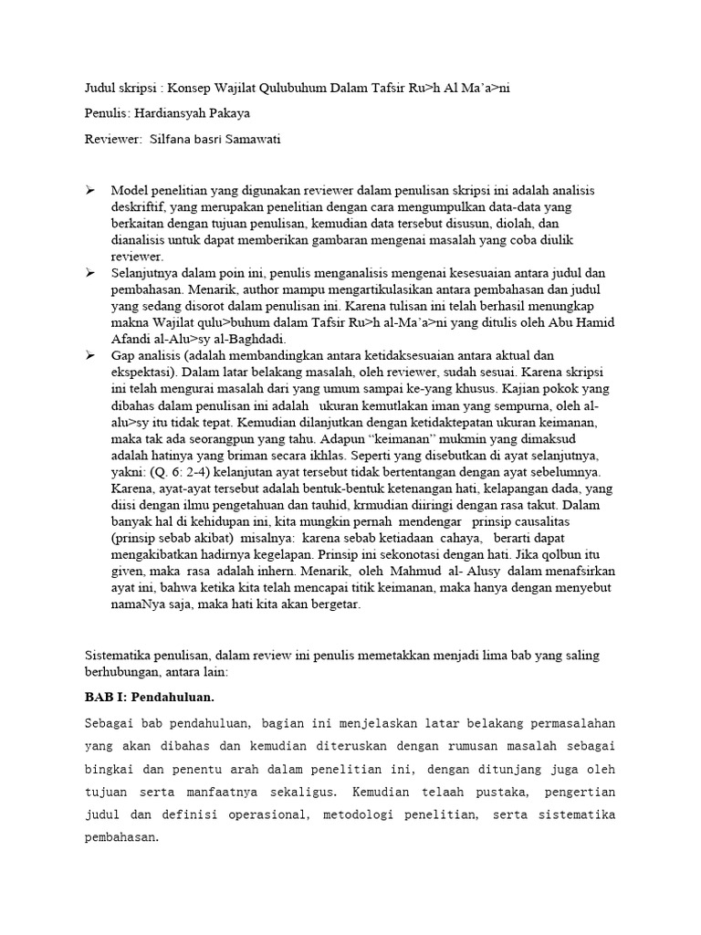 Review Skripsi Silfana | PDF