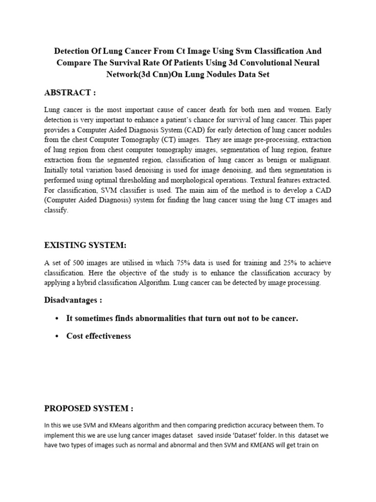 198 Detection Of Lung Cancer From Ct Image Using Svm Classification And Compare The Survival