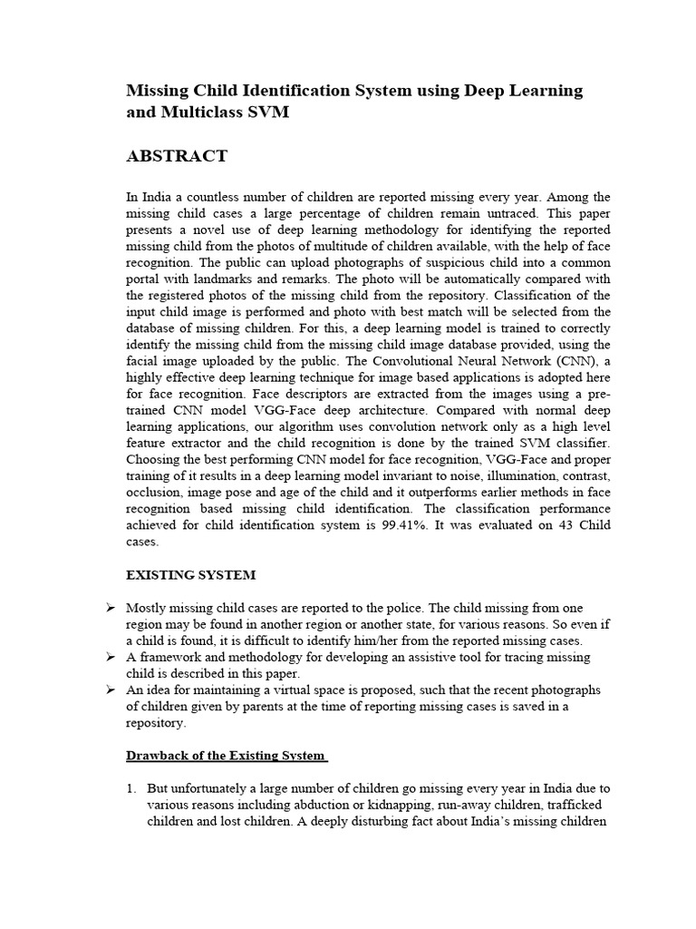 219missing Child Identification System Using Deep Learning and ... 219missing Child Identification System Using Deep Learning and ...