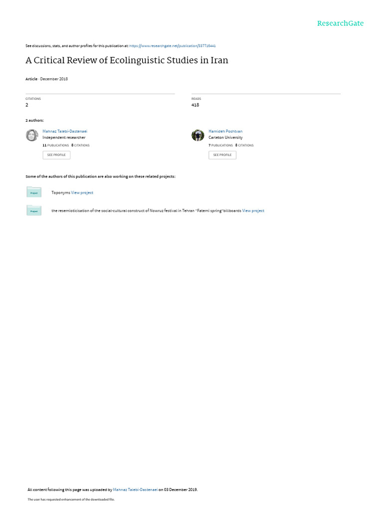 A - Critical - Review - of - Ecolinguistic - Studies in Iran | PDF ...