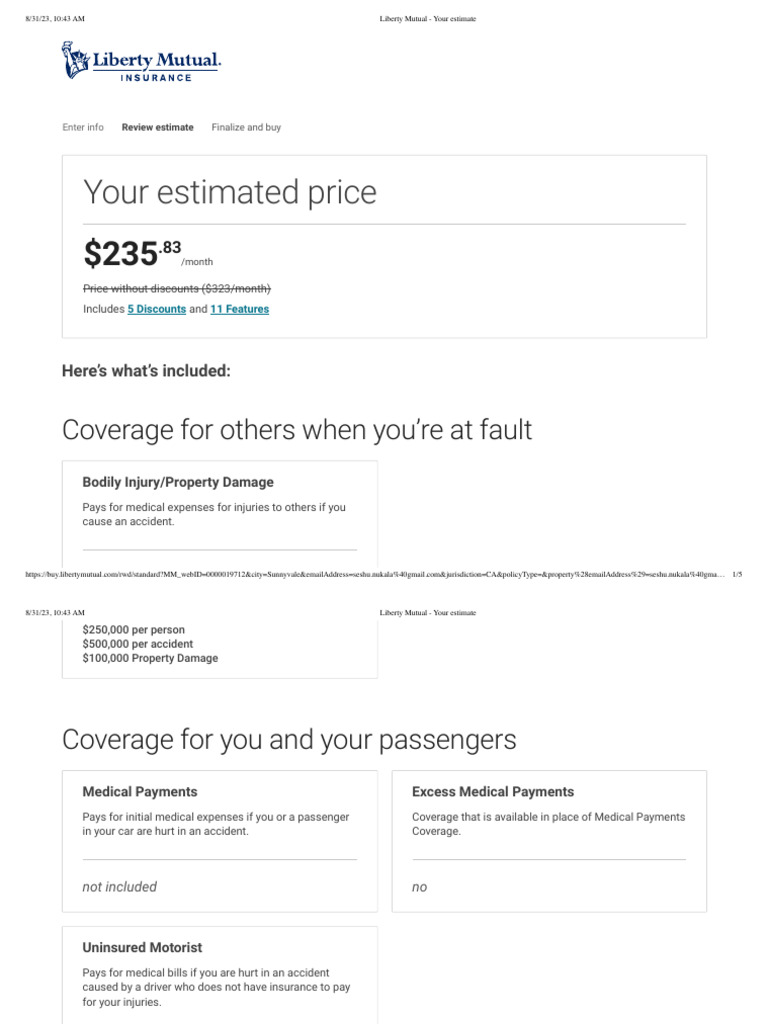 Liberty Mutual - Auto Insurance Quote | PDF | Deductible | Insurance