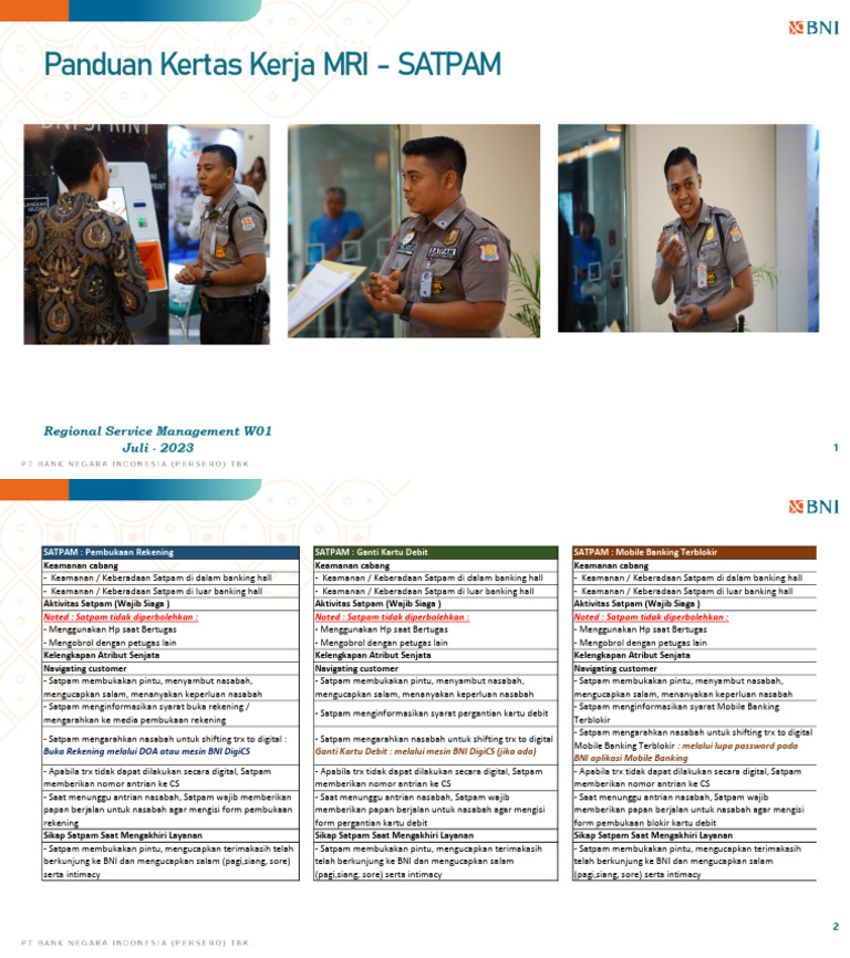 Satpam - Panduan Kertas MRI Kerja Satpam | PDF
