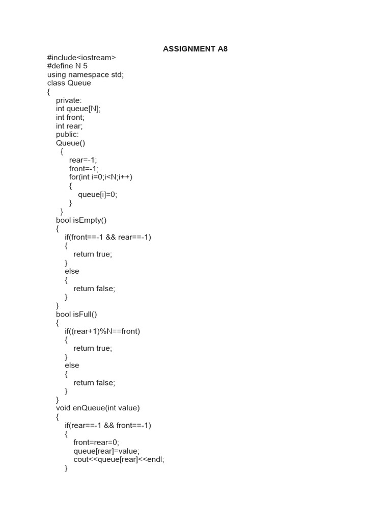 Assignment A8 | PDF | Queue (Abstract Data Type) | Software Engineering