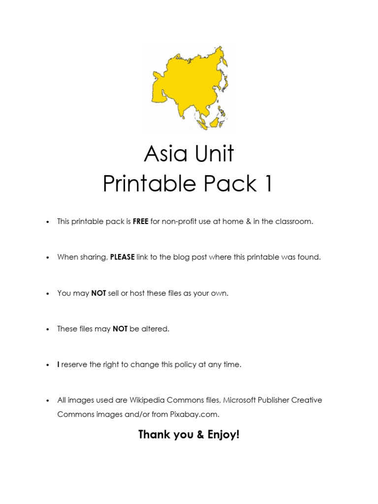 Asia Unit Printable Pack 1 | PDF | Western Asia | Southeast Asia