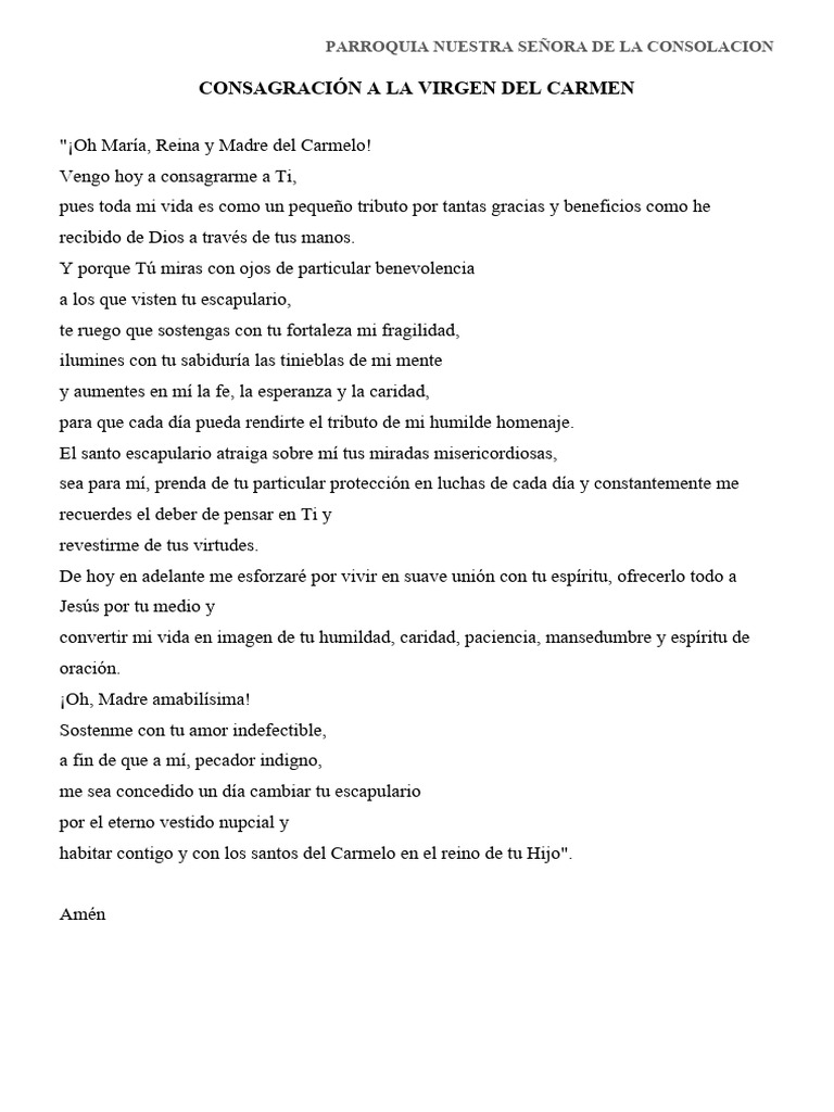Consag. Vg. Del Carmen | PDF | María, madre de Jesús | Intercesión