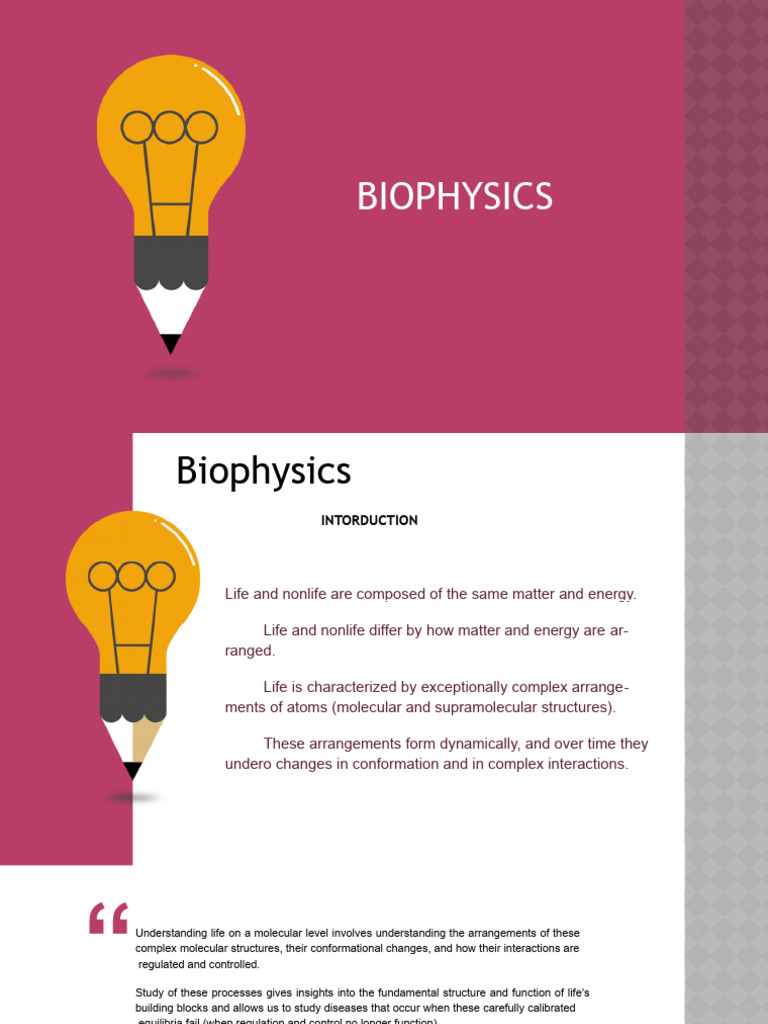 Biophysics | PDF | Molecular Dynamics | Electromagnetic Radiation