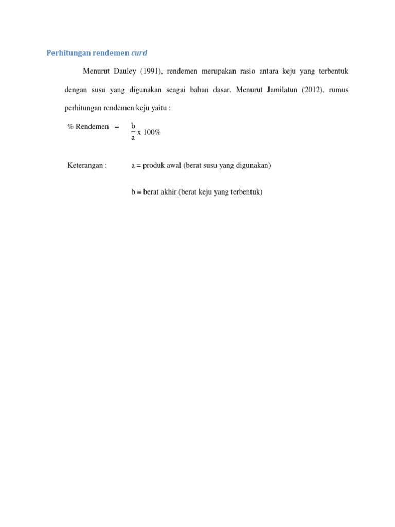 Perhitungan Rendemen Curd | PDF