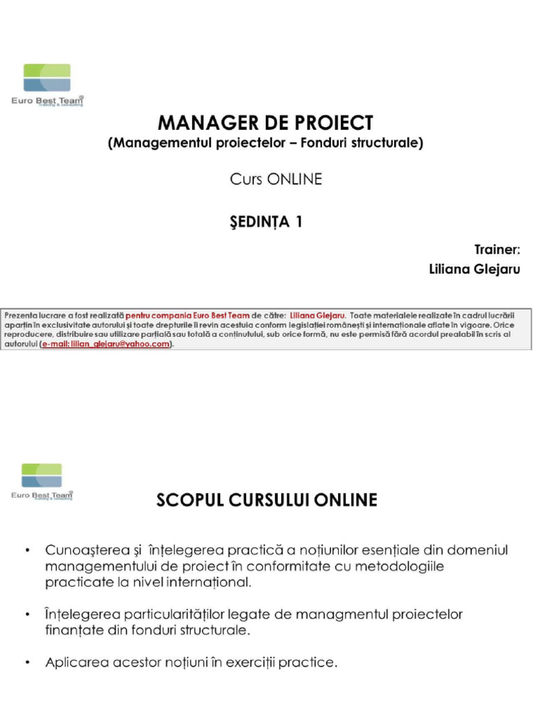 Curs Manager Proiect | PDF