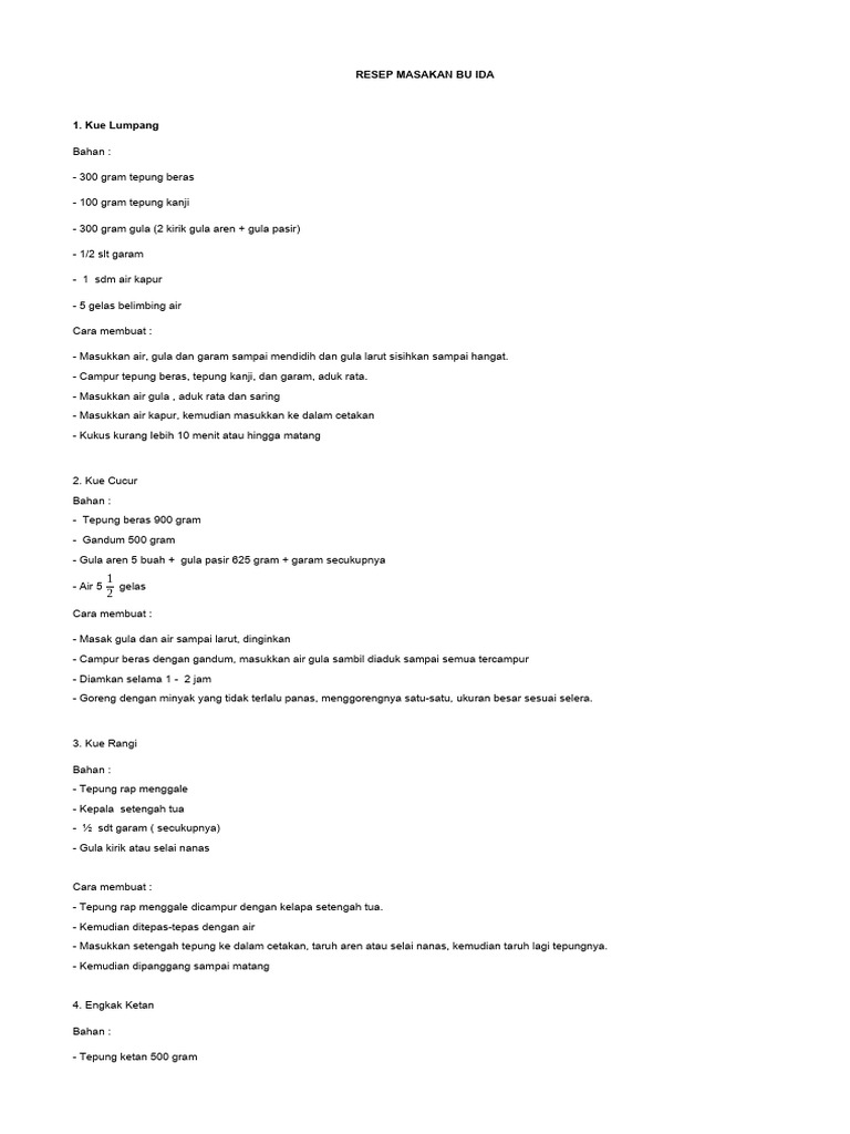 Resep Masakan Bu Ida | PDF