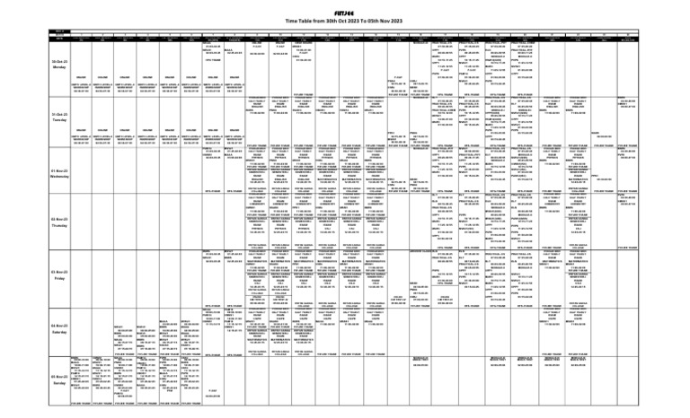 Weekly Time Table: Oct 30 - Nov 5, 2023 | PDF