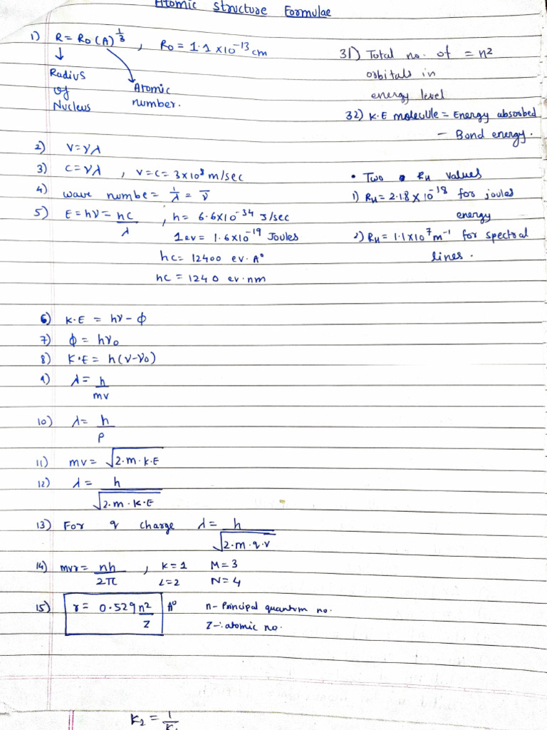 Atomic Structure Formula Pdf