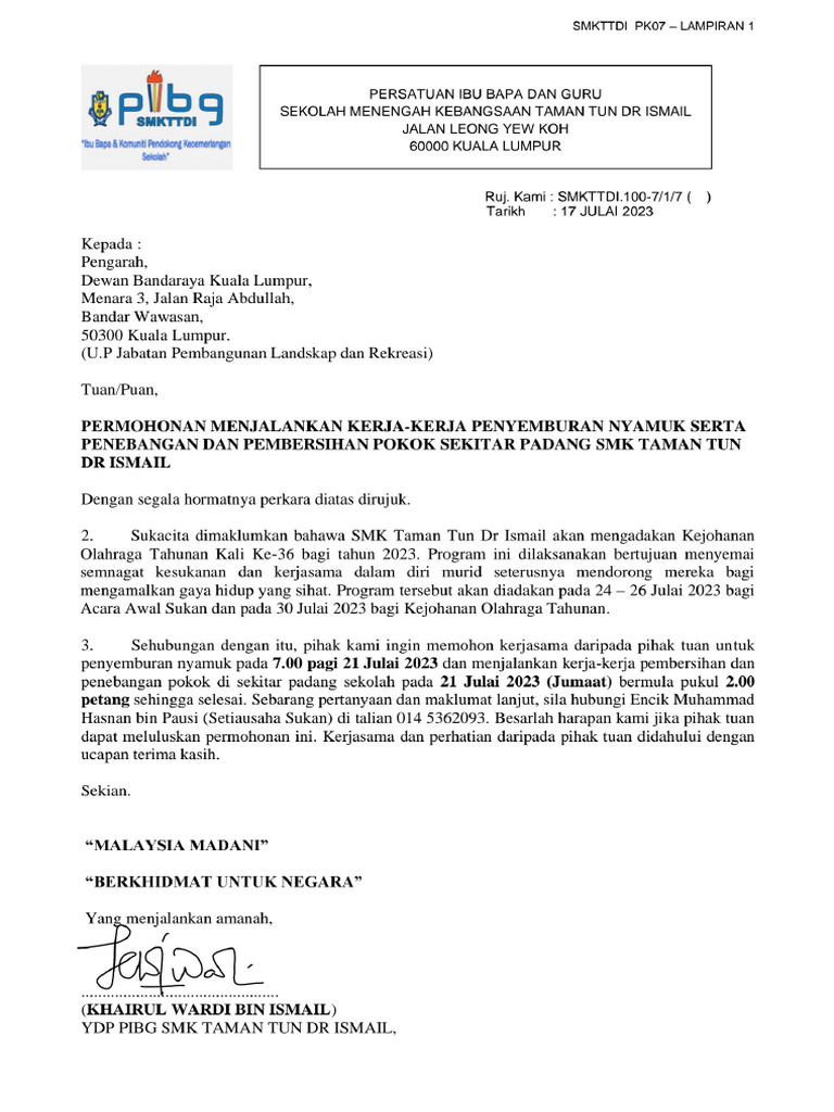 Surat Mohon DBKL Jumaat 21 Jul Latest | PDF