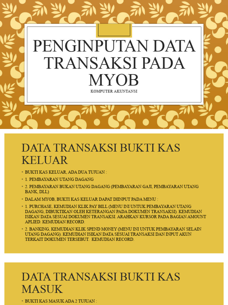 Penginputan Data Transaksi Pada Myob | PDF | Pengelolaan Keuangan & Uang