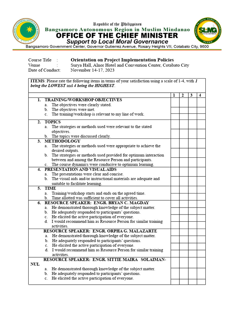 Evaluation Form | PDF | Human Communication | Cognition