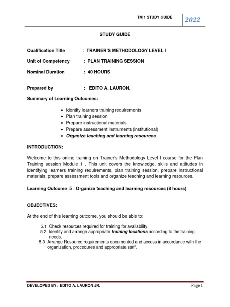 STUDY GUIDE-TMI Module 1 (LO5) | PDF | Educational Technology | Learning