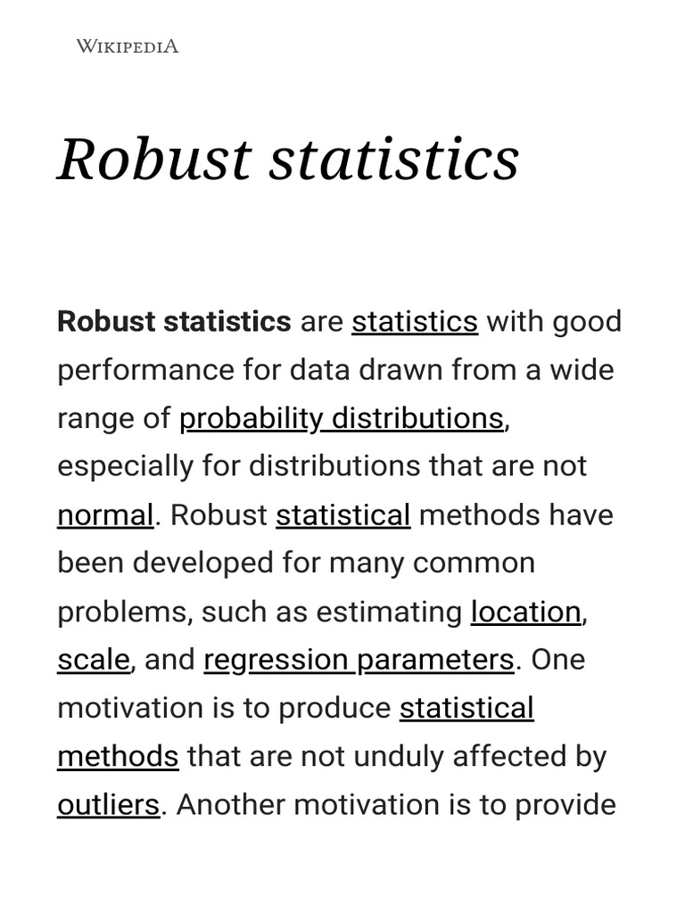 2robust Statistics - Wikipedia | PDF | Robust Statistics | Estimator
